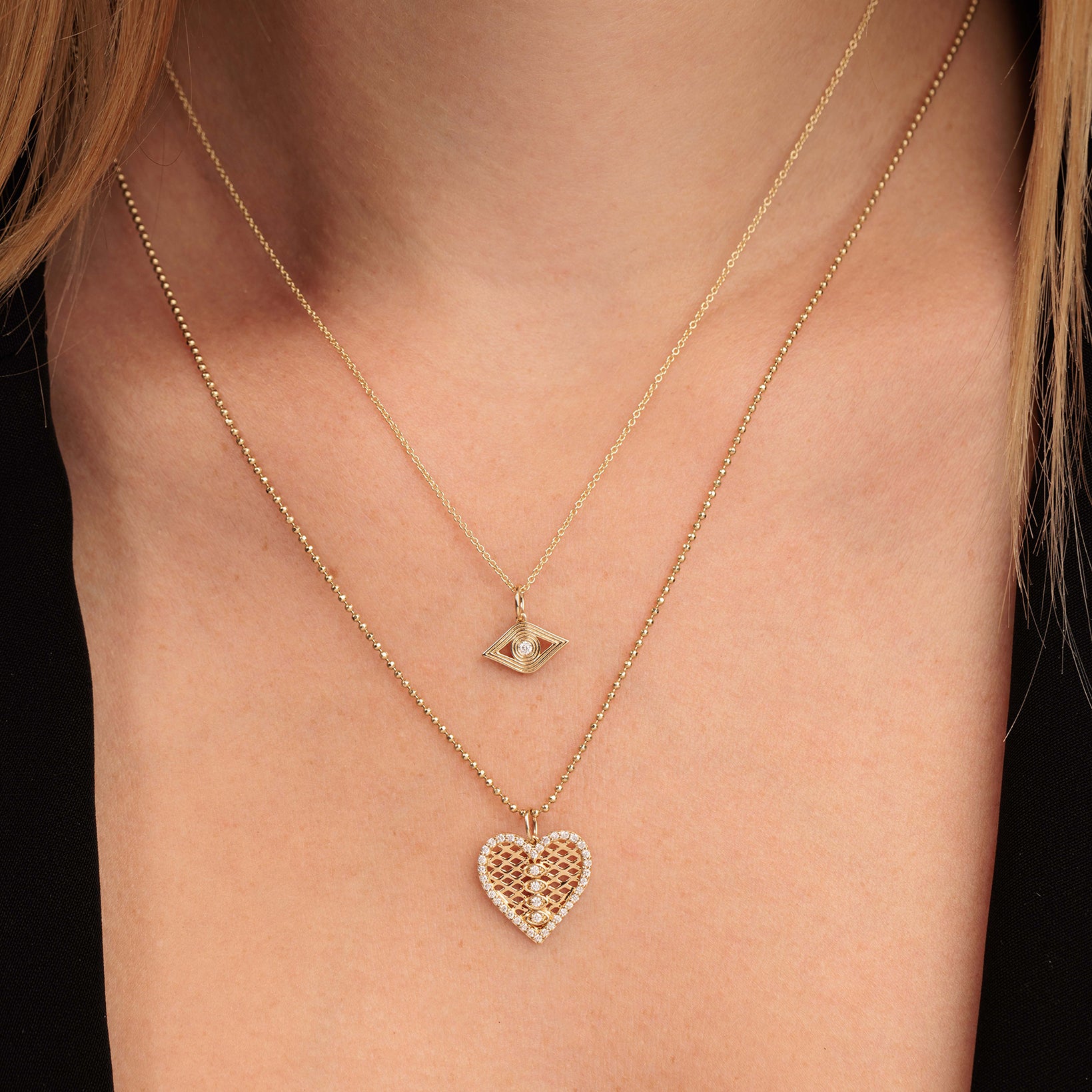 Shop Sydney Evan 14k Gold & Diamond Fishnet Heart Charm