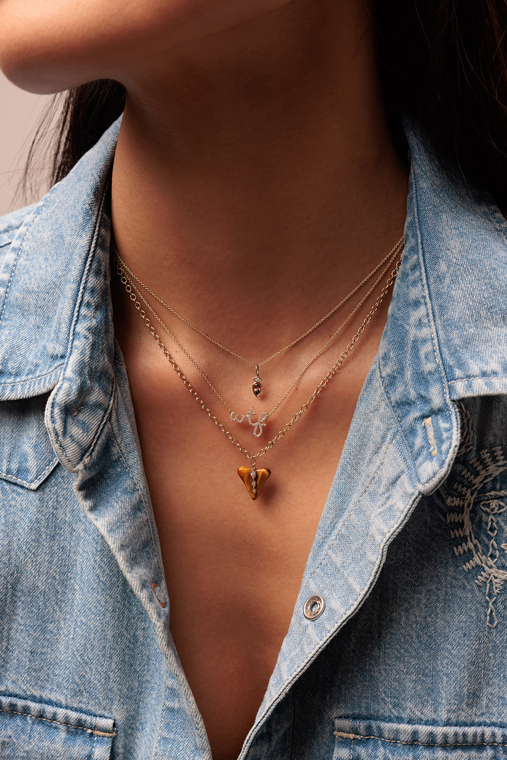 Shop Sydney Evan 14k Gold & Diamond Small "WTF" Script Necklace