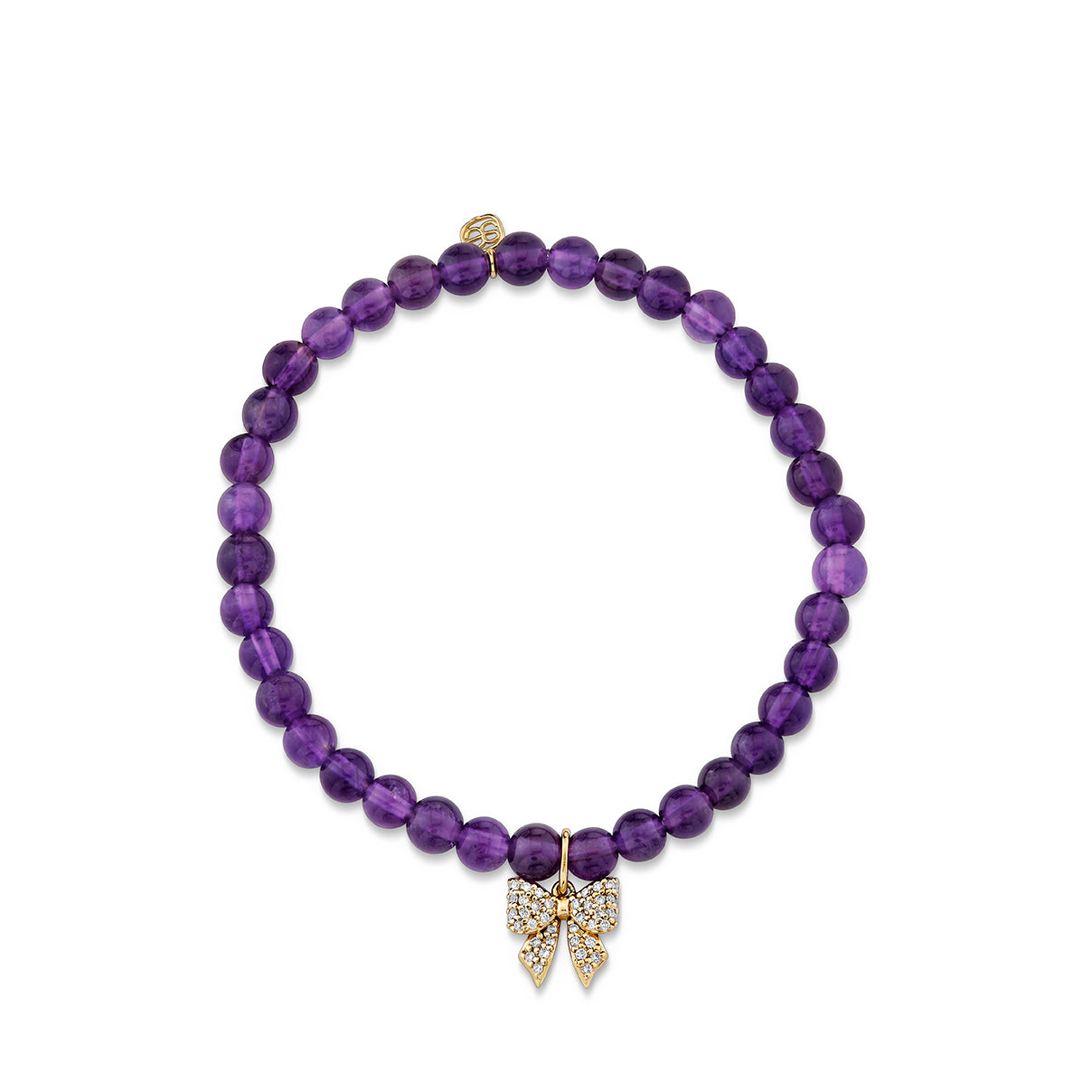 Shop Sydney Evan Kids Collection Gold & Diamond Small Bow on Amethyst