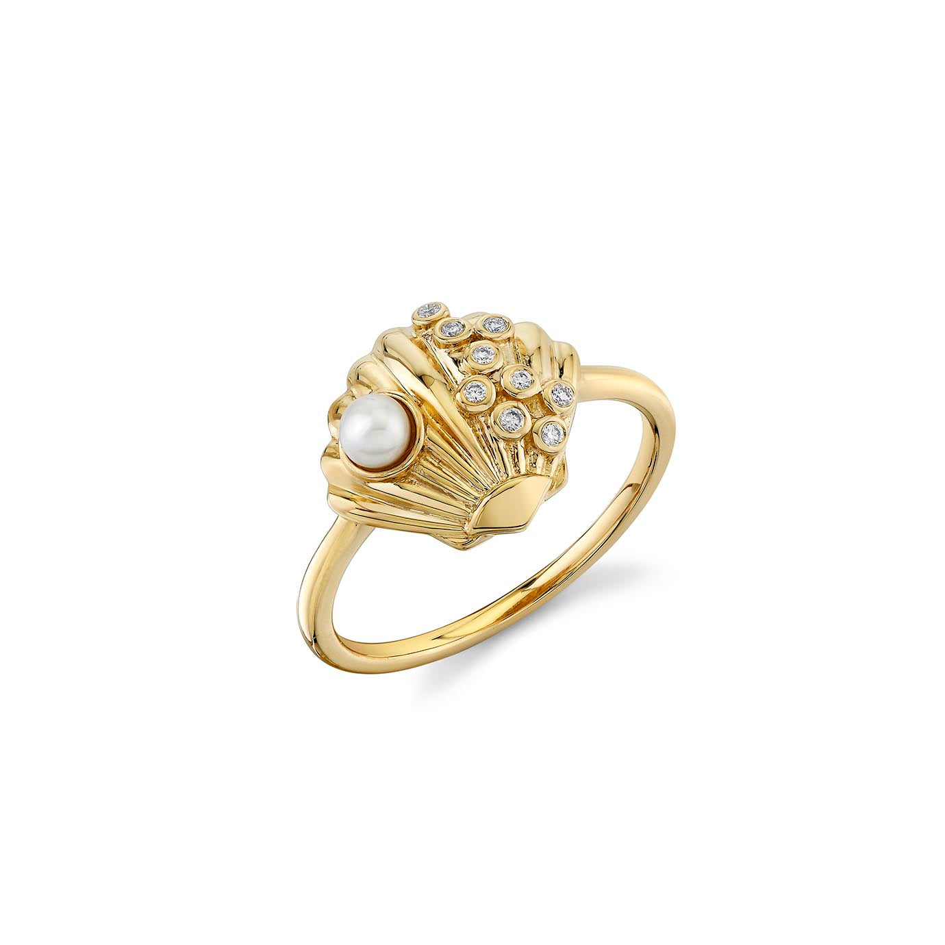 Shop Sydney Evan 14k Gold & Diamond Clam Shell Ring