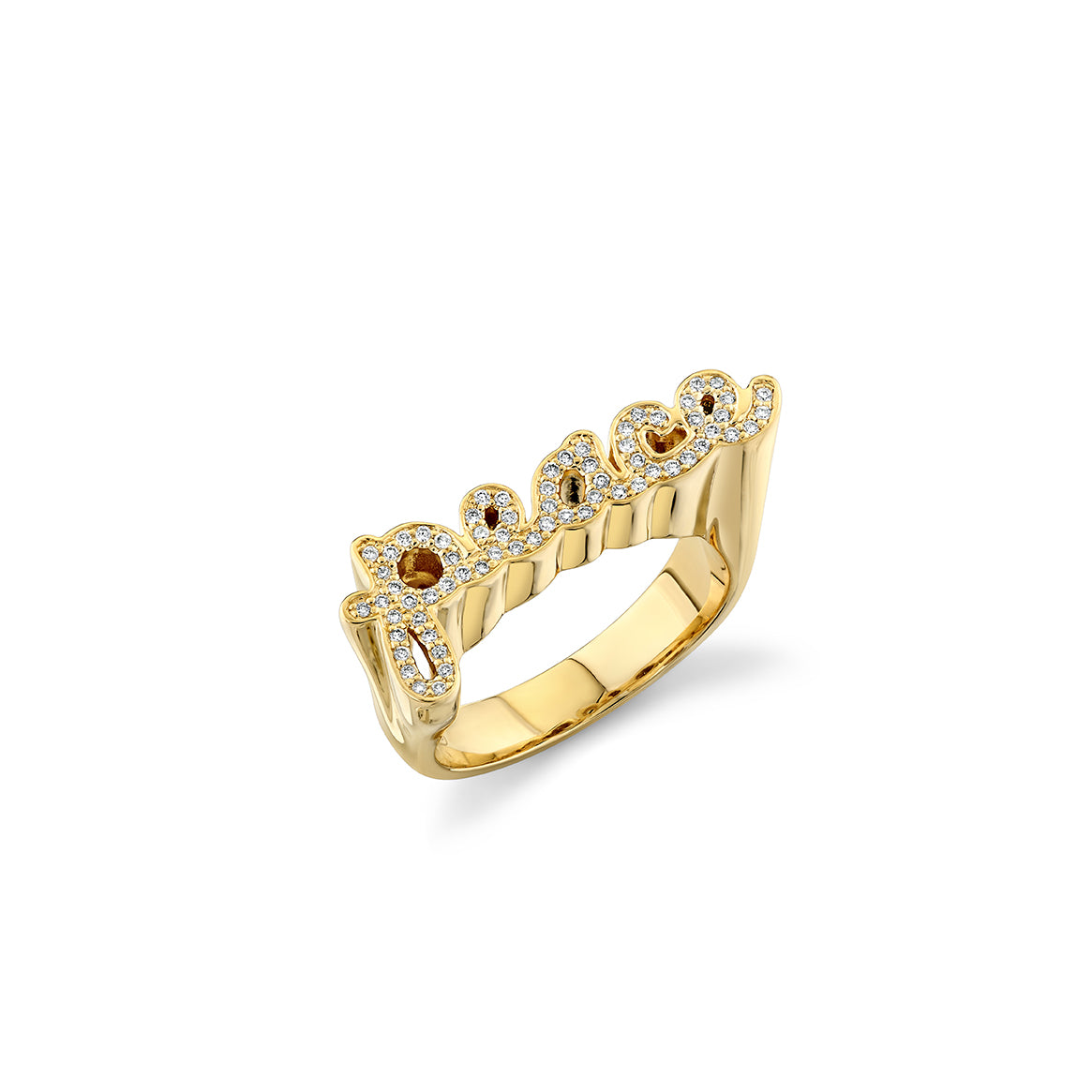 Shop Sydney Evan 14k Gold & Diamond Peace Block Signet Ring