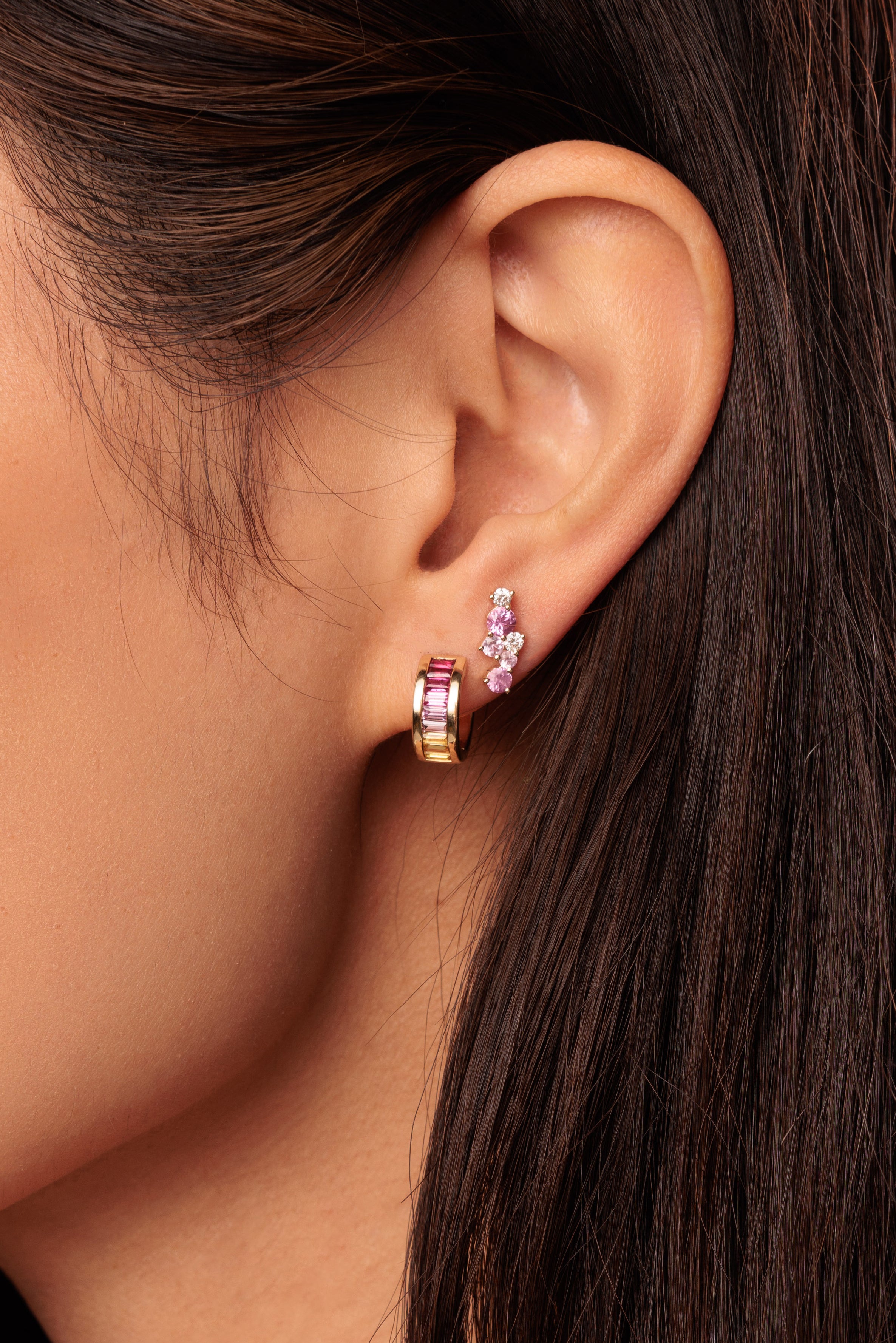 Shop Sydney Evan 14k Gold & Diamond Pink Sapphire Cocktail Bar Stud