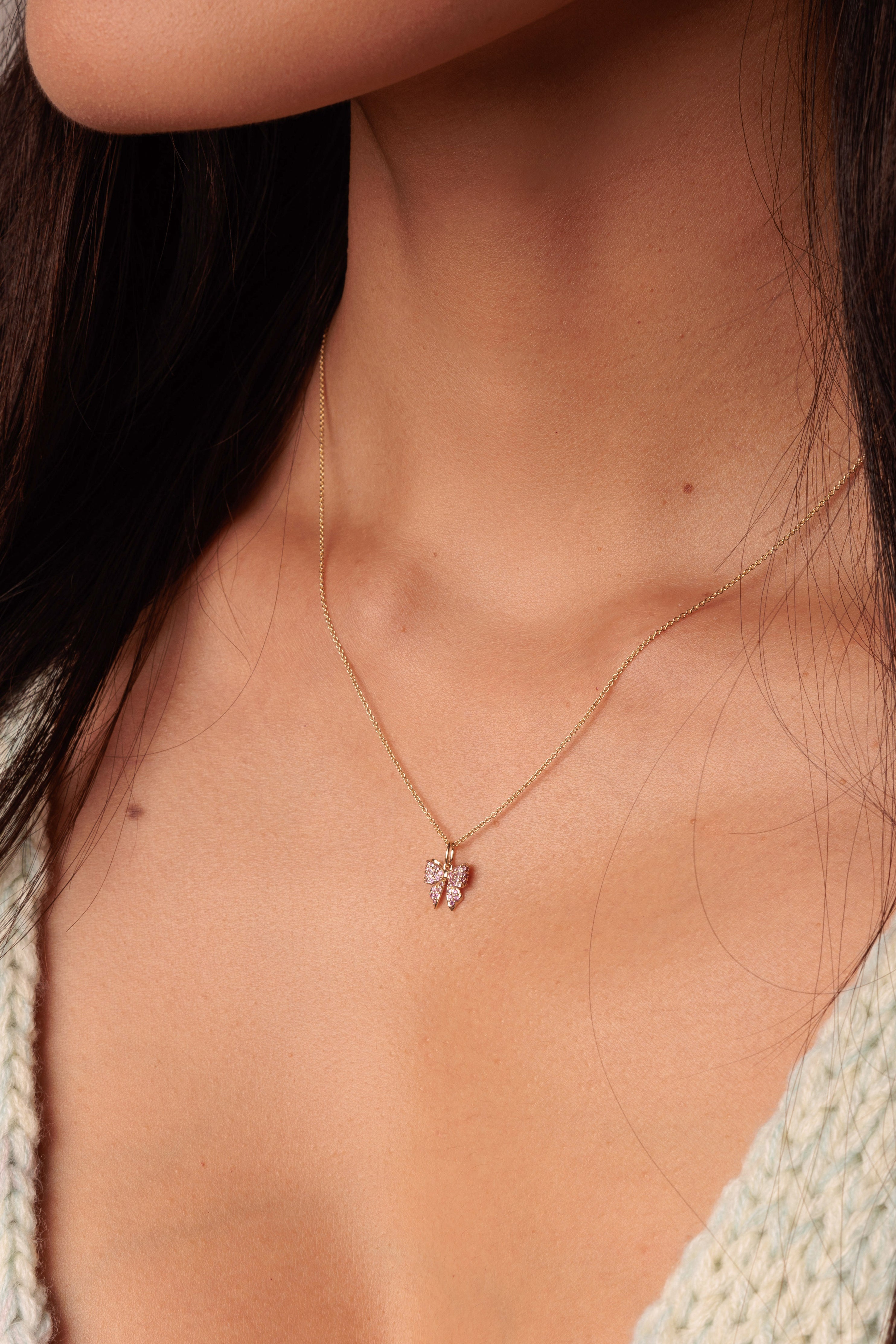 Shop Sydney Evan 14k Gold & Pink Sapphire Small Bow Charm