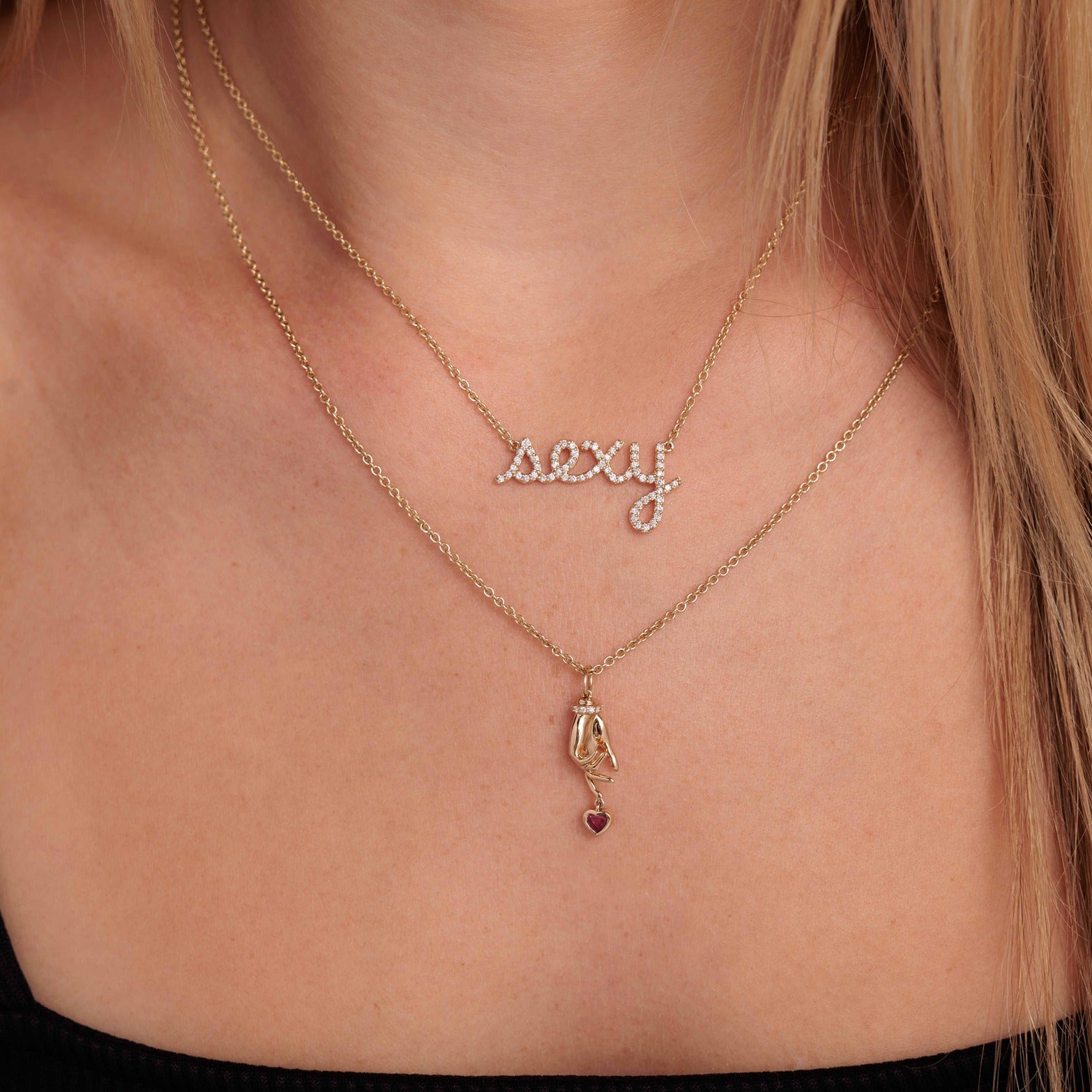 Shop Sydney Evan 14k Gold & Diamond Large Sexy Script Necklace