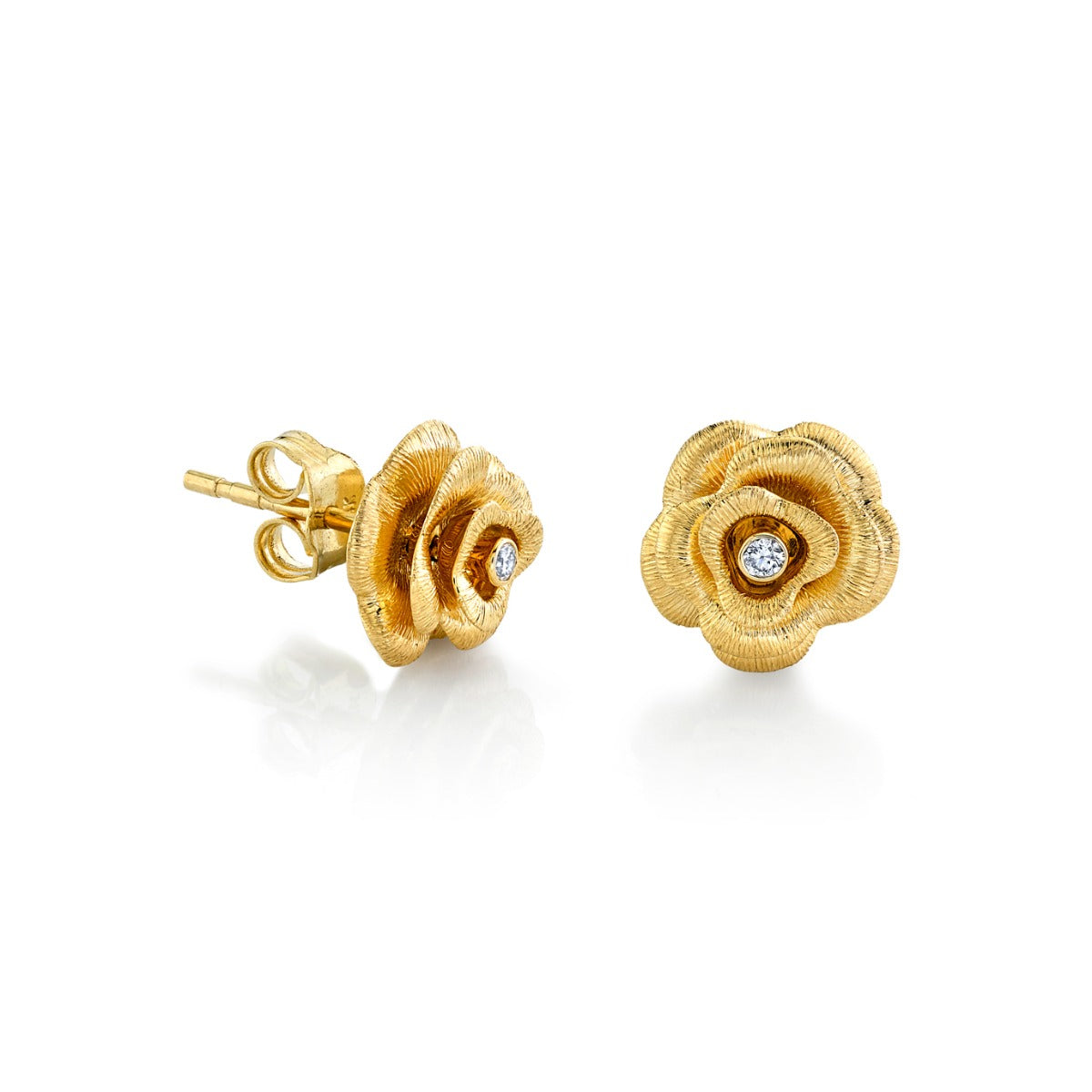 Shop Sydney Evan 14k Gold & Diamond Rose Stud