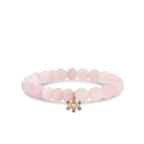 Shop Sydney Evan 14k Gold Pink Sapphire Marquise Evil Eye Rose Quartz