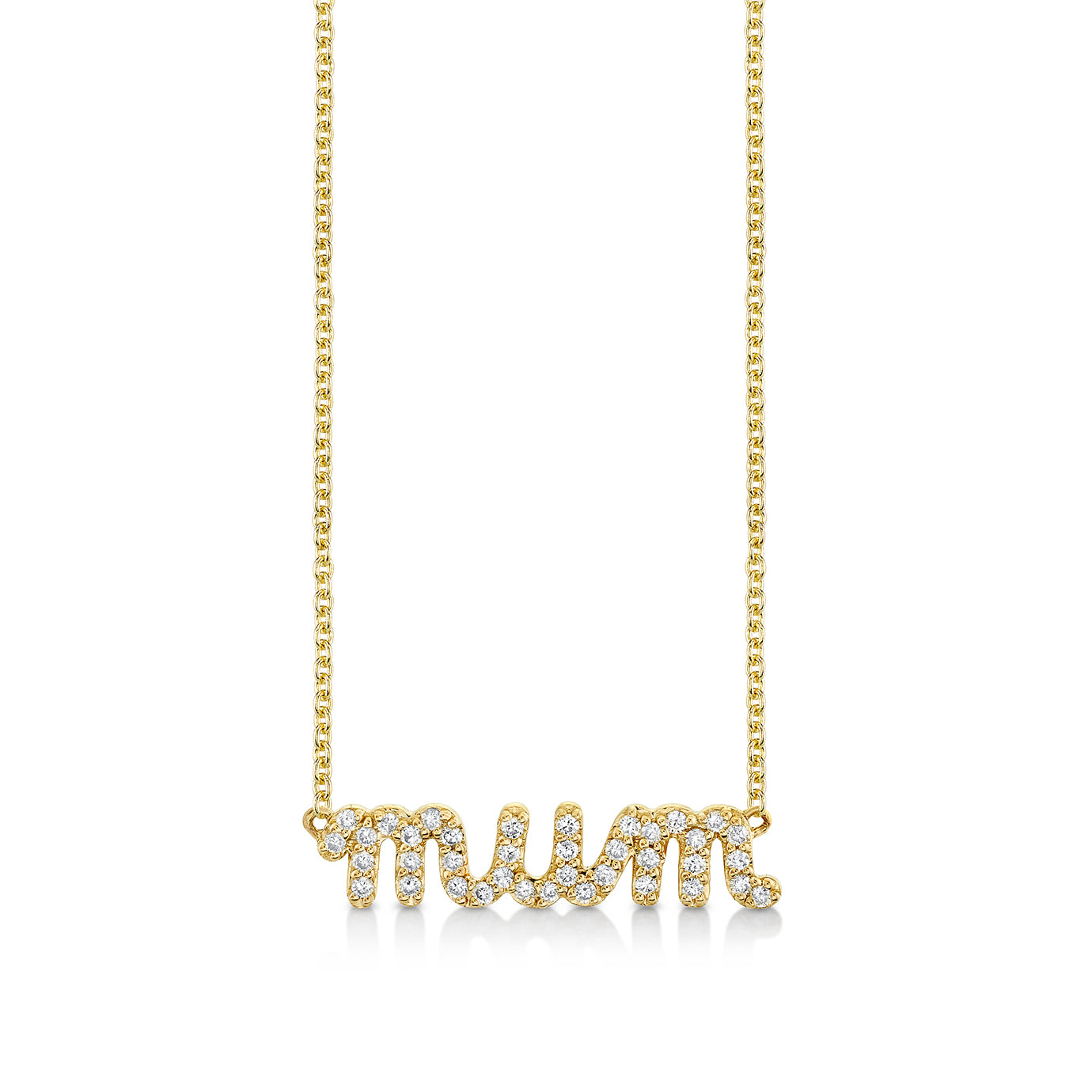 14K Gold and Diamond Mom Necklace