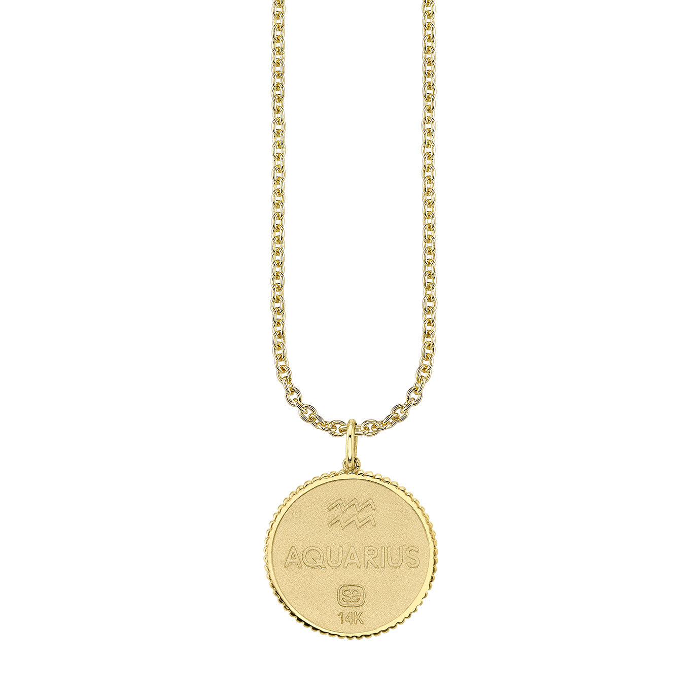 Shop Sydney Evan 14k Gold & Diamond Large Aquarius Zodiac Medallion