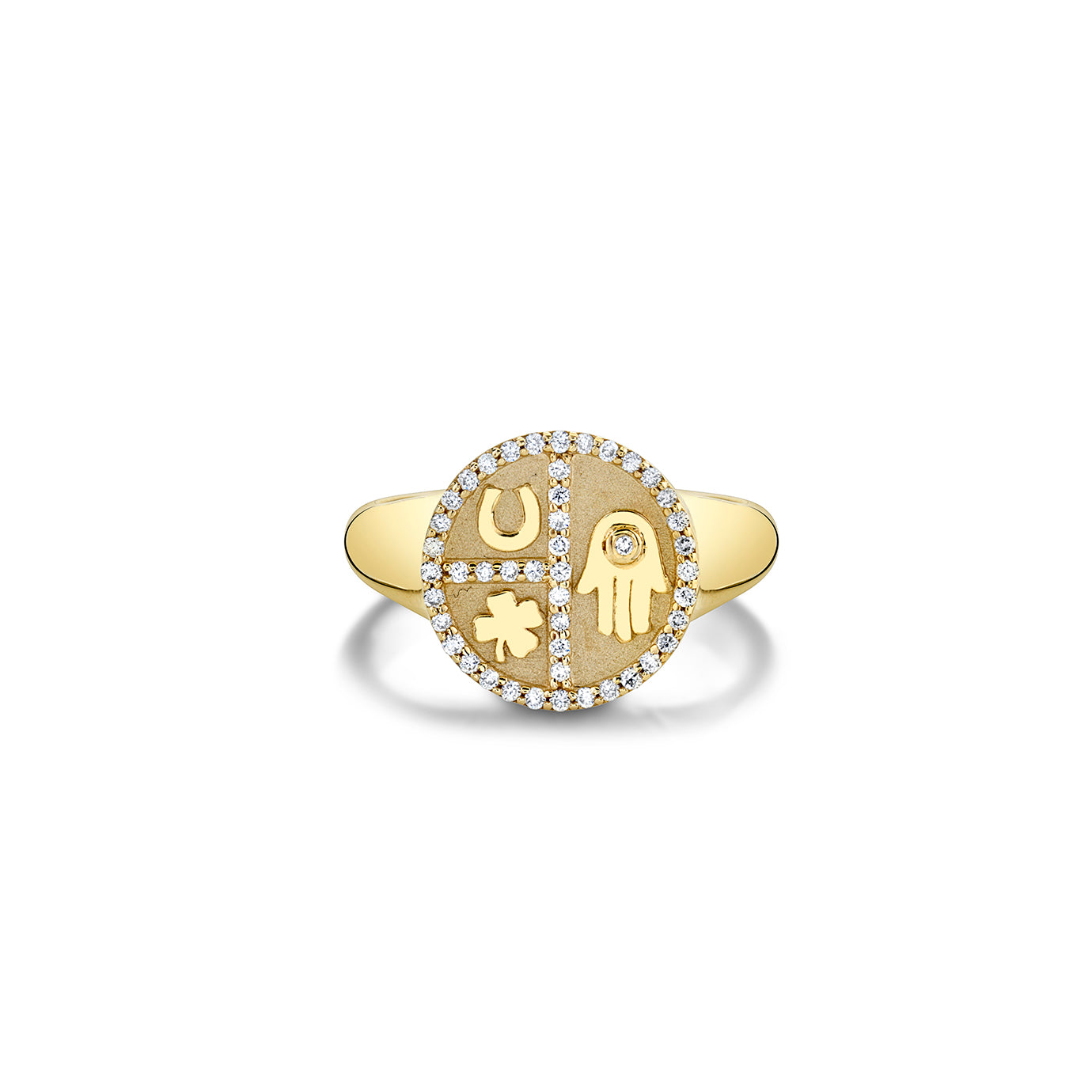 Shop Sydney Evan 14k Gold & Diamond Small Disc Tricon Signet Ring