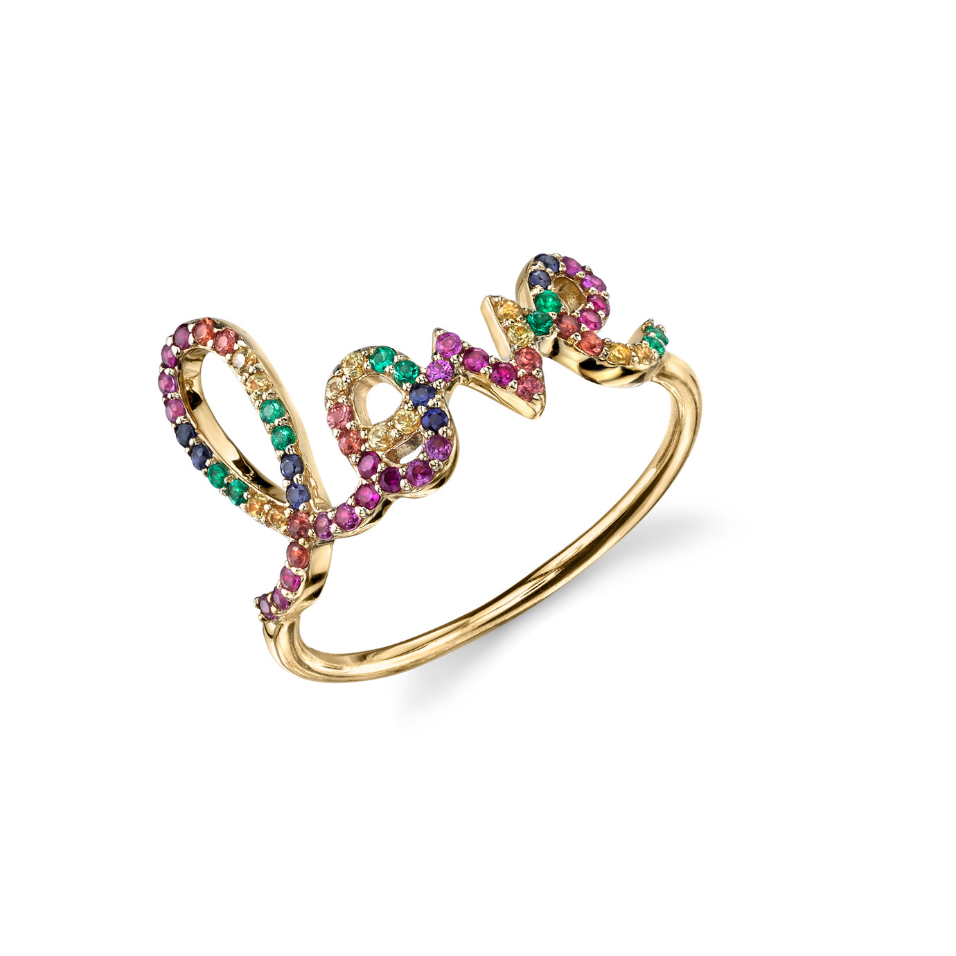 Shop Sydney Evan 14k Gold & Rainbow Large Love Ring